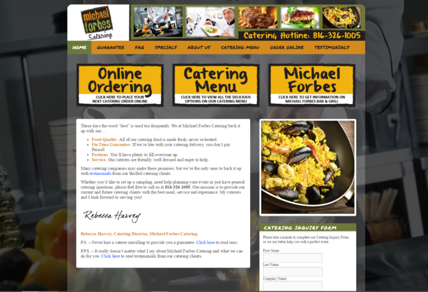 The Anatomy of A Catering Website